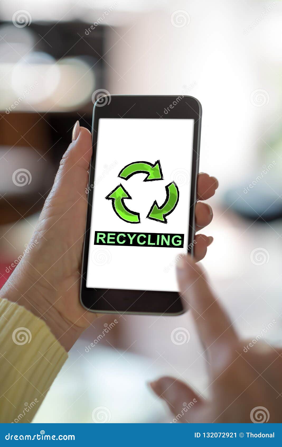 Recycling Concept on a Smartphone Stock Image - Image of mobile ...