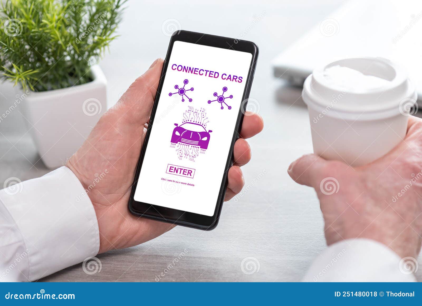 Smart Car Concept on a Smartphone Stock Photo - Image of road ...