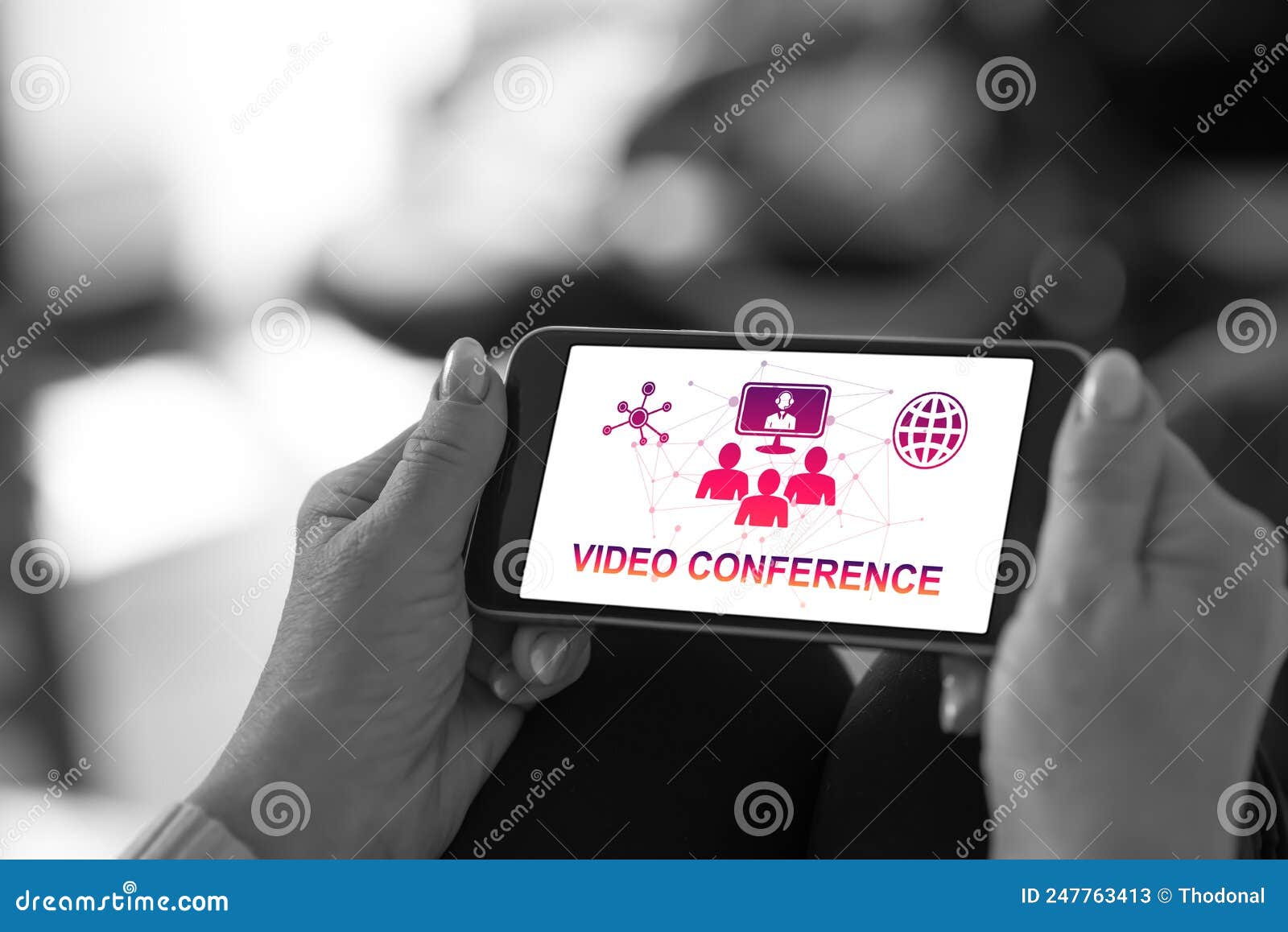 Video Conference Concept on a Smartphone Stock Image - Image of ...