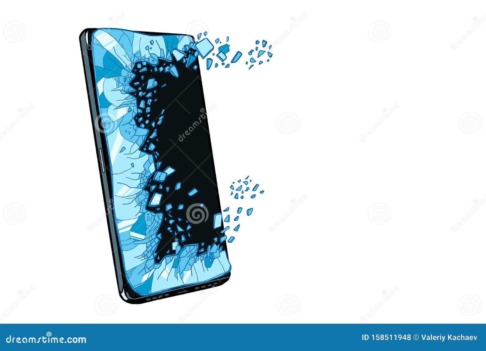 TV Explodes, Broken Screen Cartoon Vector | CartoonDealer.com #102258875