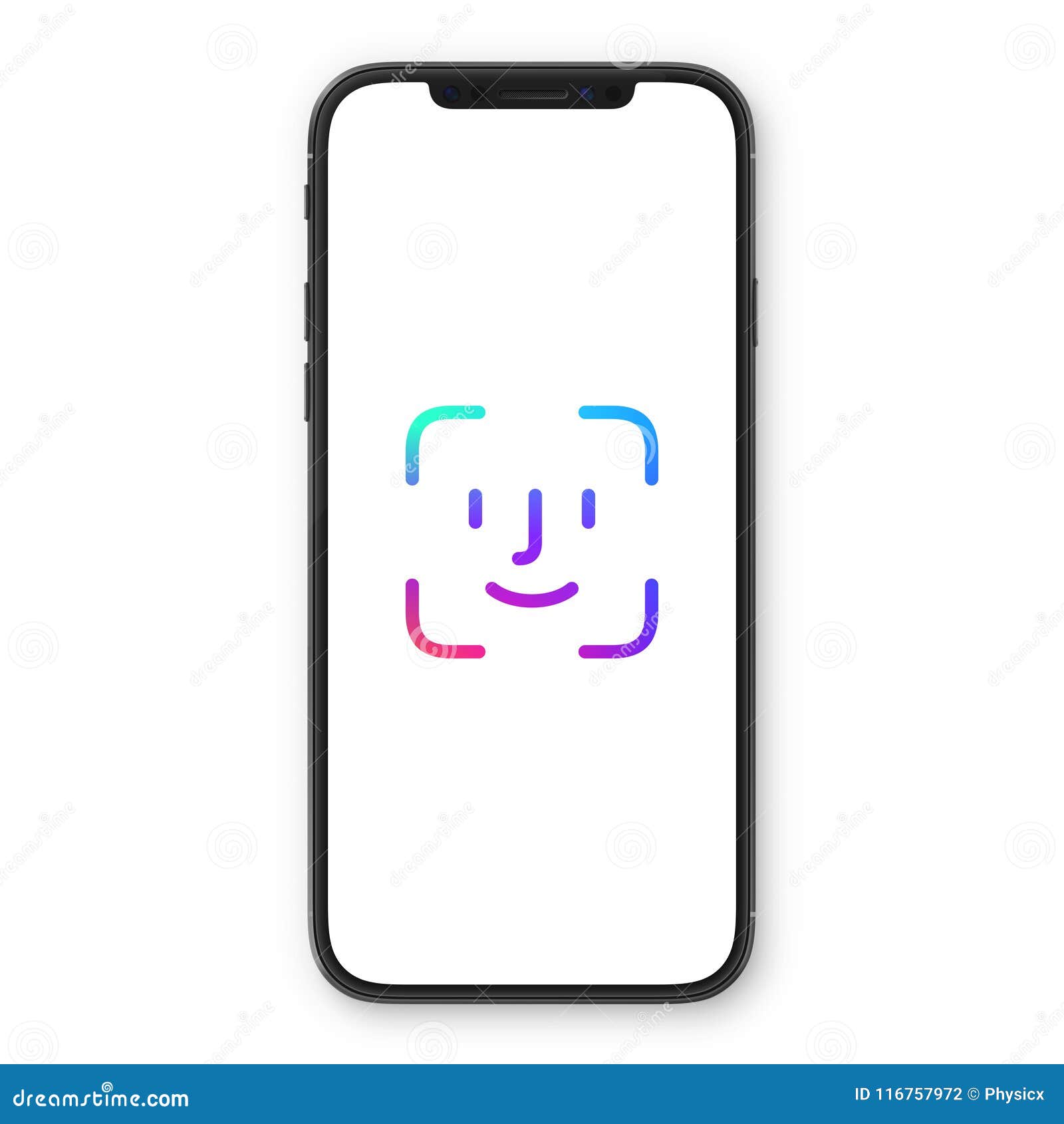 Smartphone with Screen Face Password, Identification Icon. Facial ...