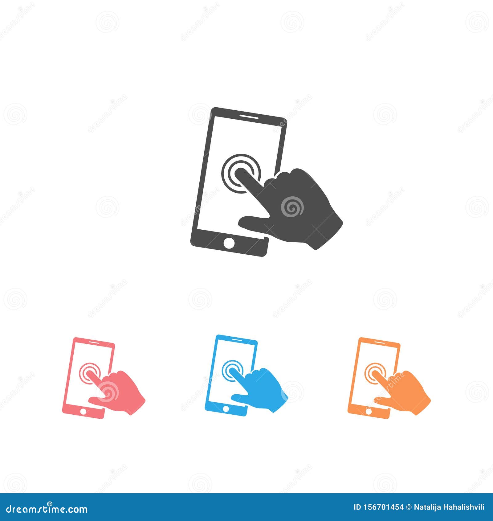Smartphone Screen Icon Set with Hand, Touch Screen Icon. Stock Vector ...