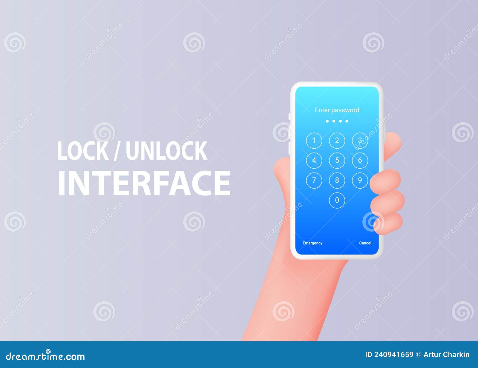 Smartphone Screen Lock with Numeric Passcode. the Hand is Holding a ...
