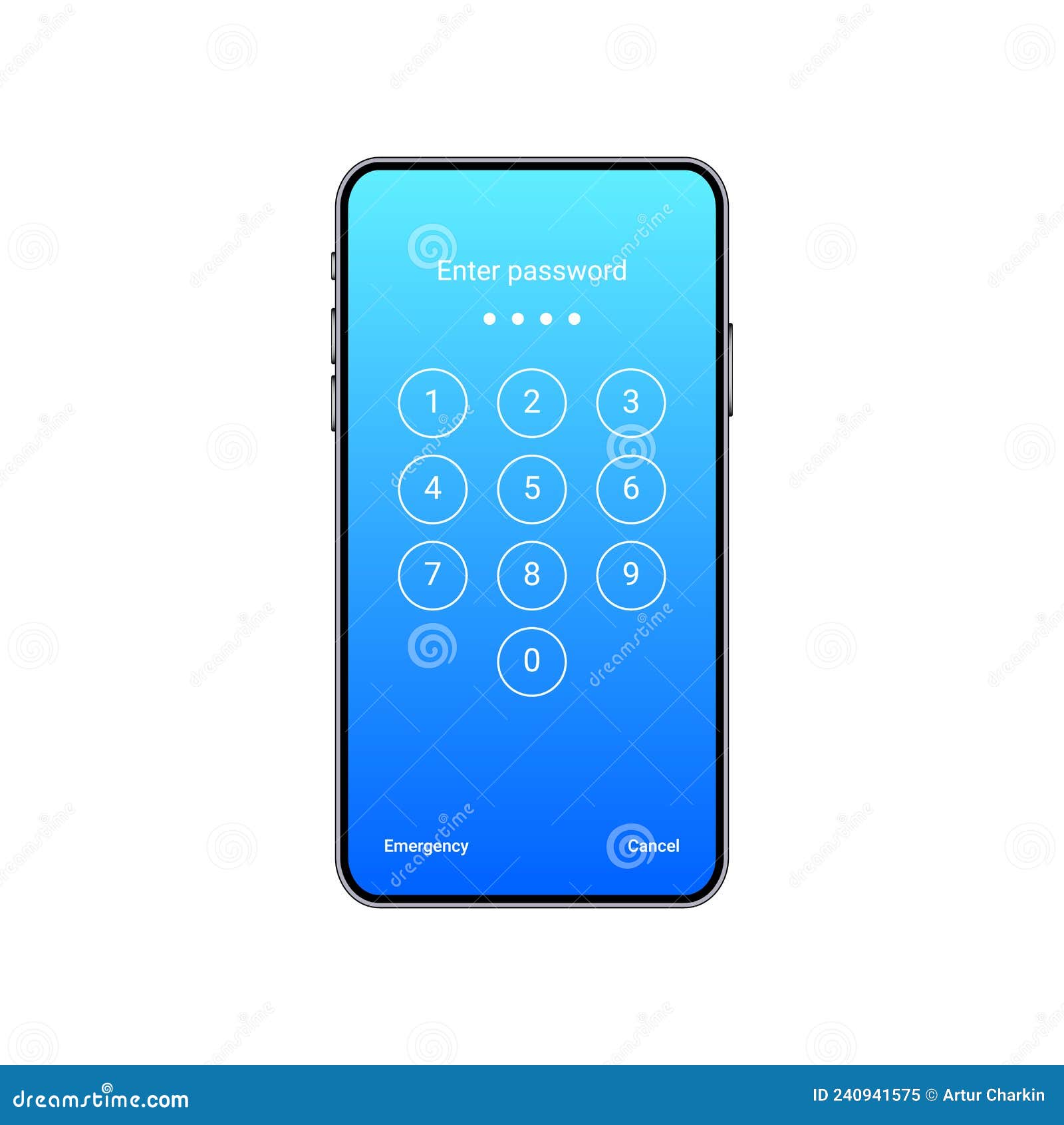 Smartphone Screen Lock Template with Numeric Password. Stock Vector ...