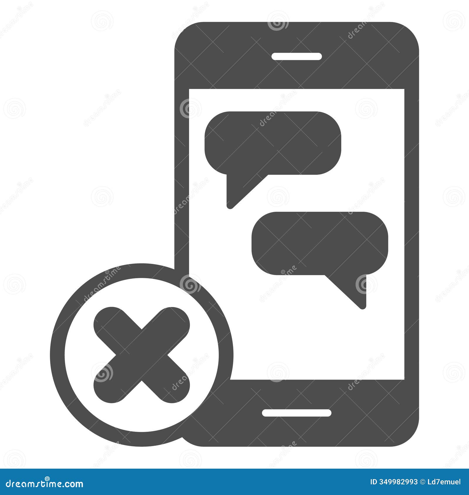 Smartphone Screen with Message Ban Solid Icon, Prohibited Items Concept ...