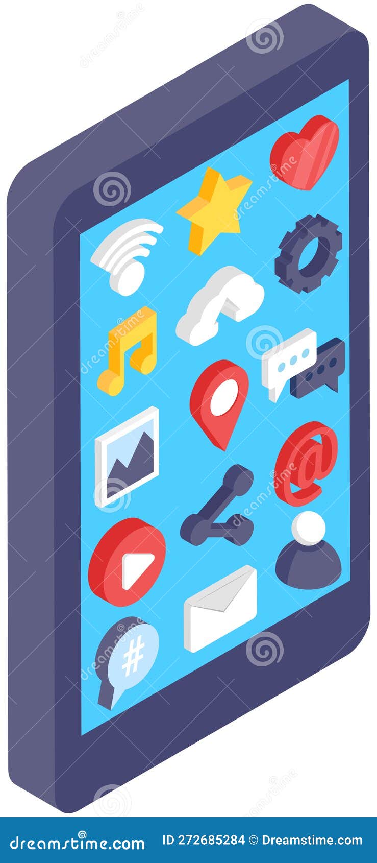 Smartphone Screen Page Layout with Different Buttons. Bright Mobile ...