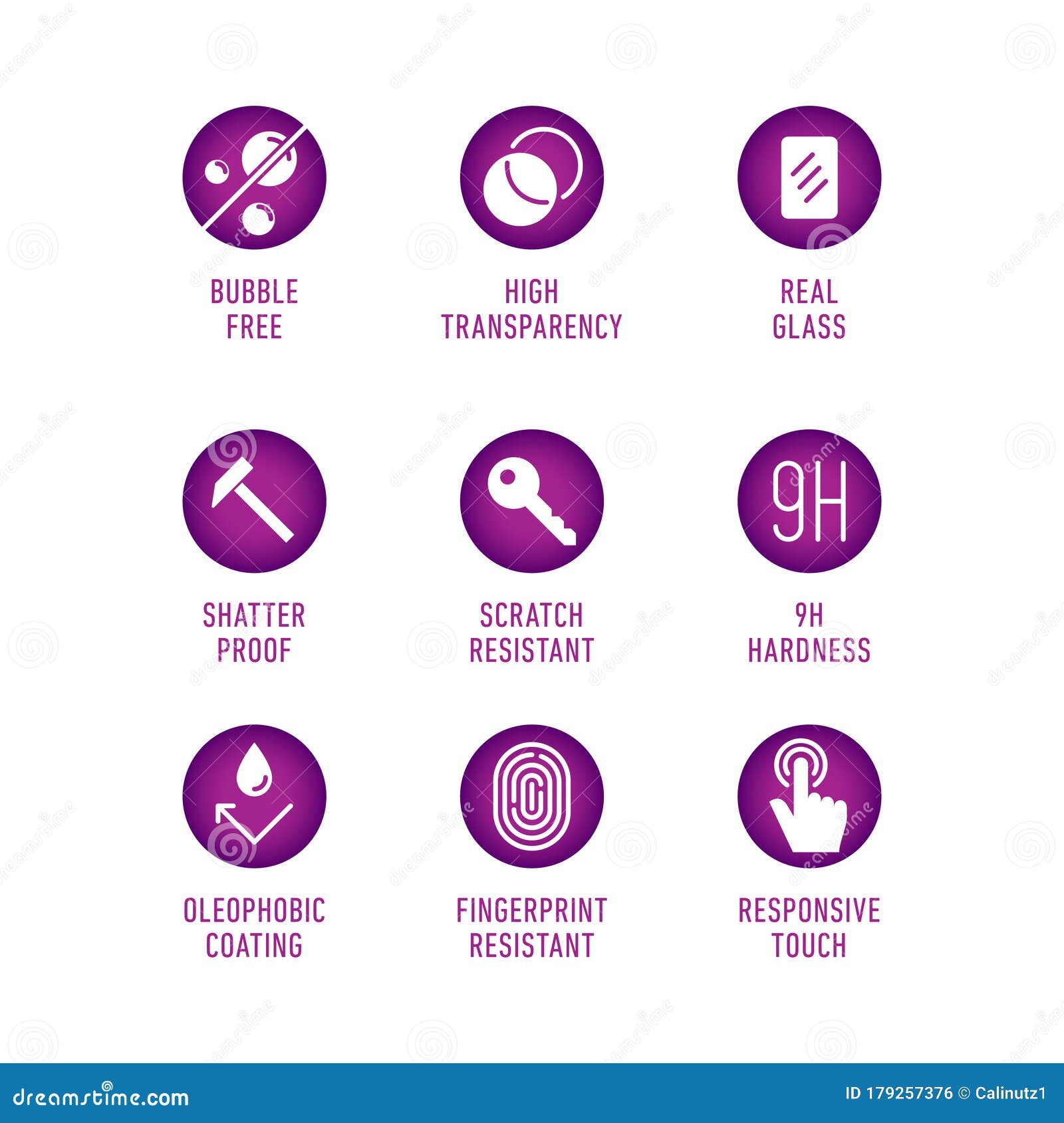 Smartphone Screen Protection Icon Set, Tempered Glass, Screen Stock ...