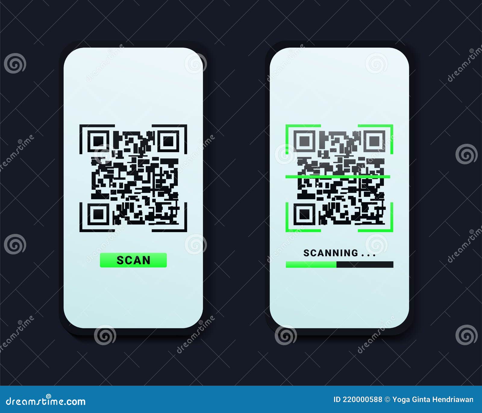 Smartphone Screen With Scan QR Code. Barcode On Screen. Scanning Qr ...