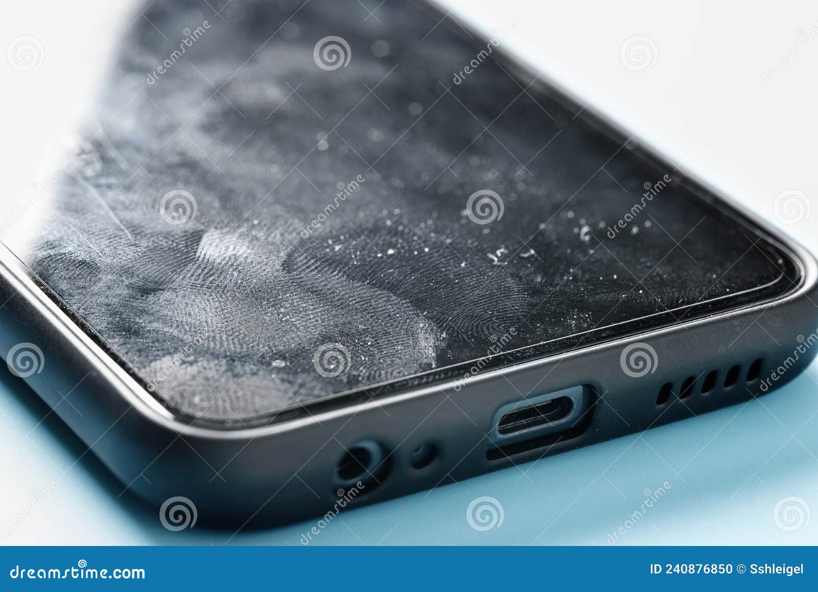 Smartphone Screen Surface with Fingerprints and Pollution Close Up ...