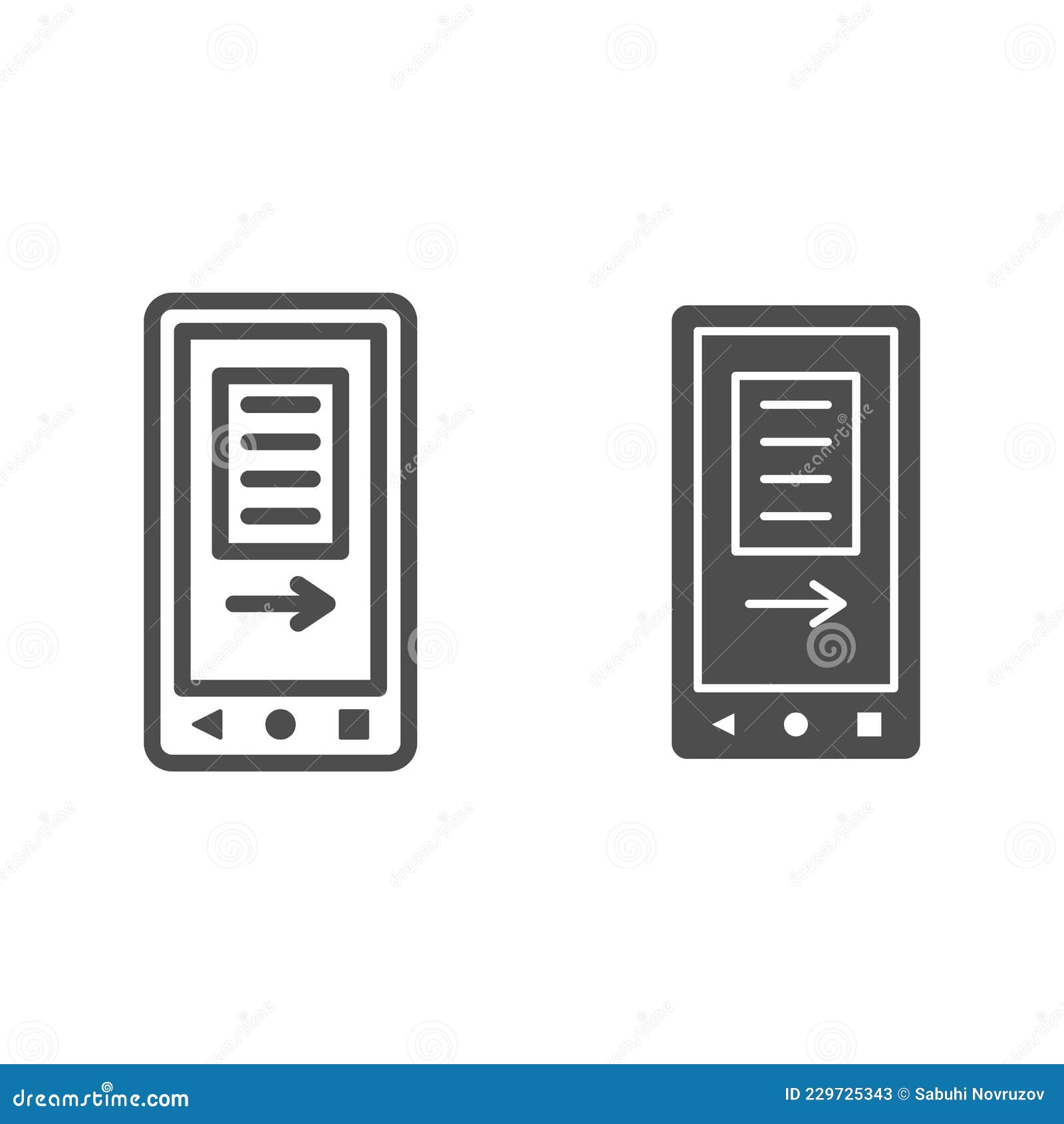 Smartphone Screen with Text and Arrow Line and Solid Icon, Electronics ...