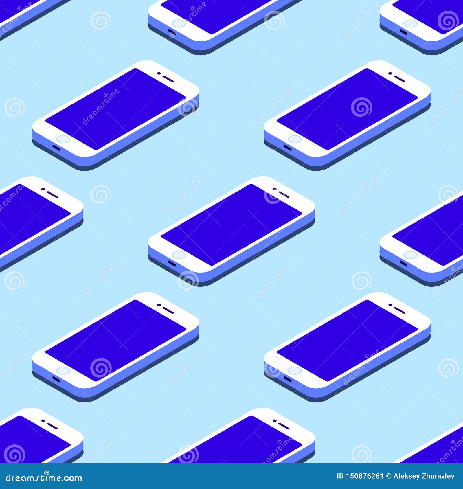 Smartphone Seamless Flat Isometric Pattern For Background Vector ...