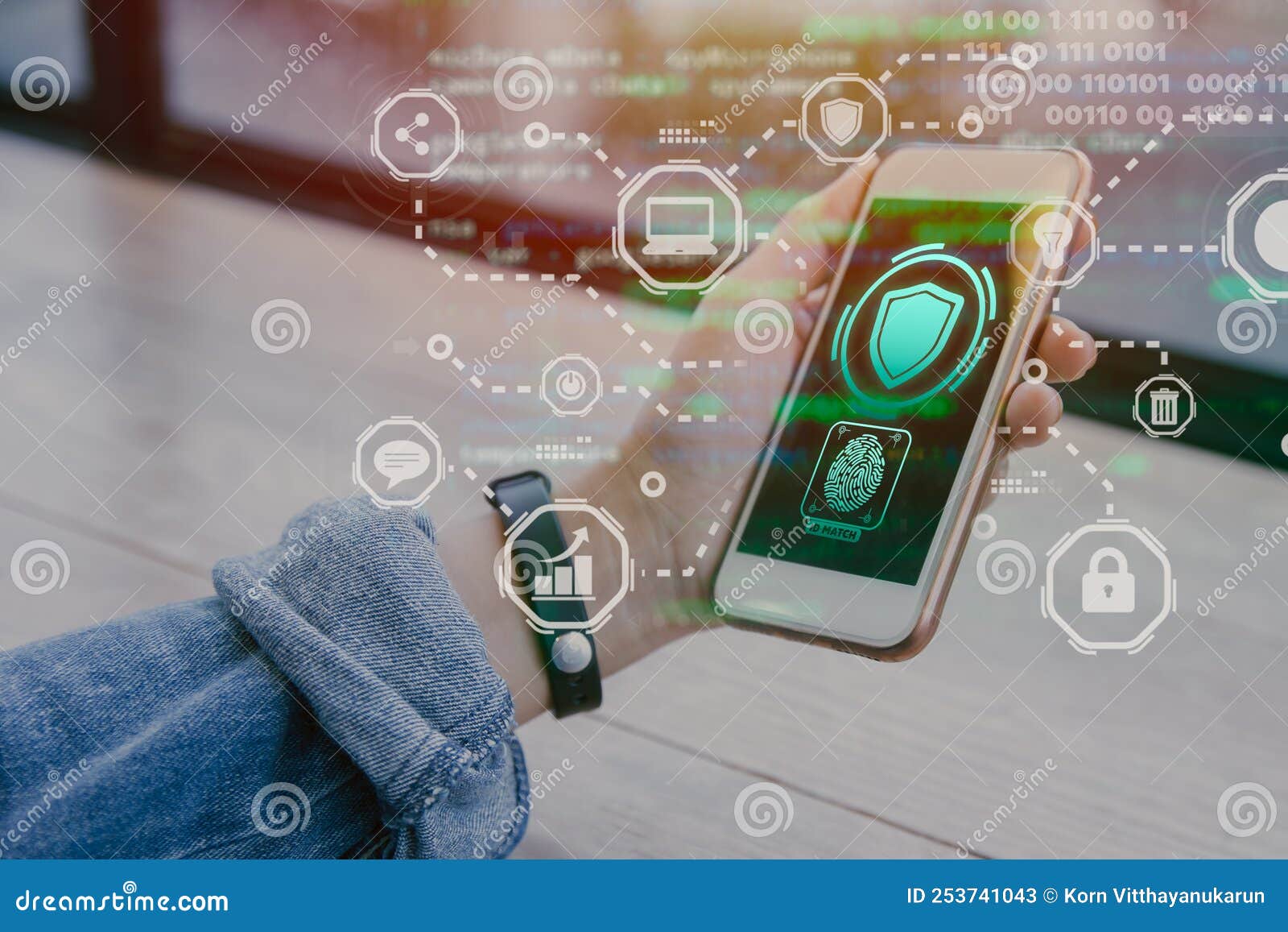 Smartphone Security Access Protection Concept. Phone Hacking from ...