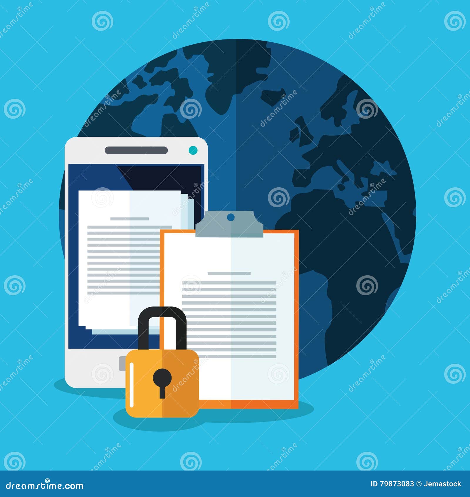 Smartphone and Security System Design Stock Illustration - Illustration ...