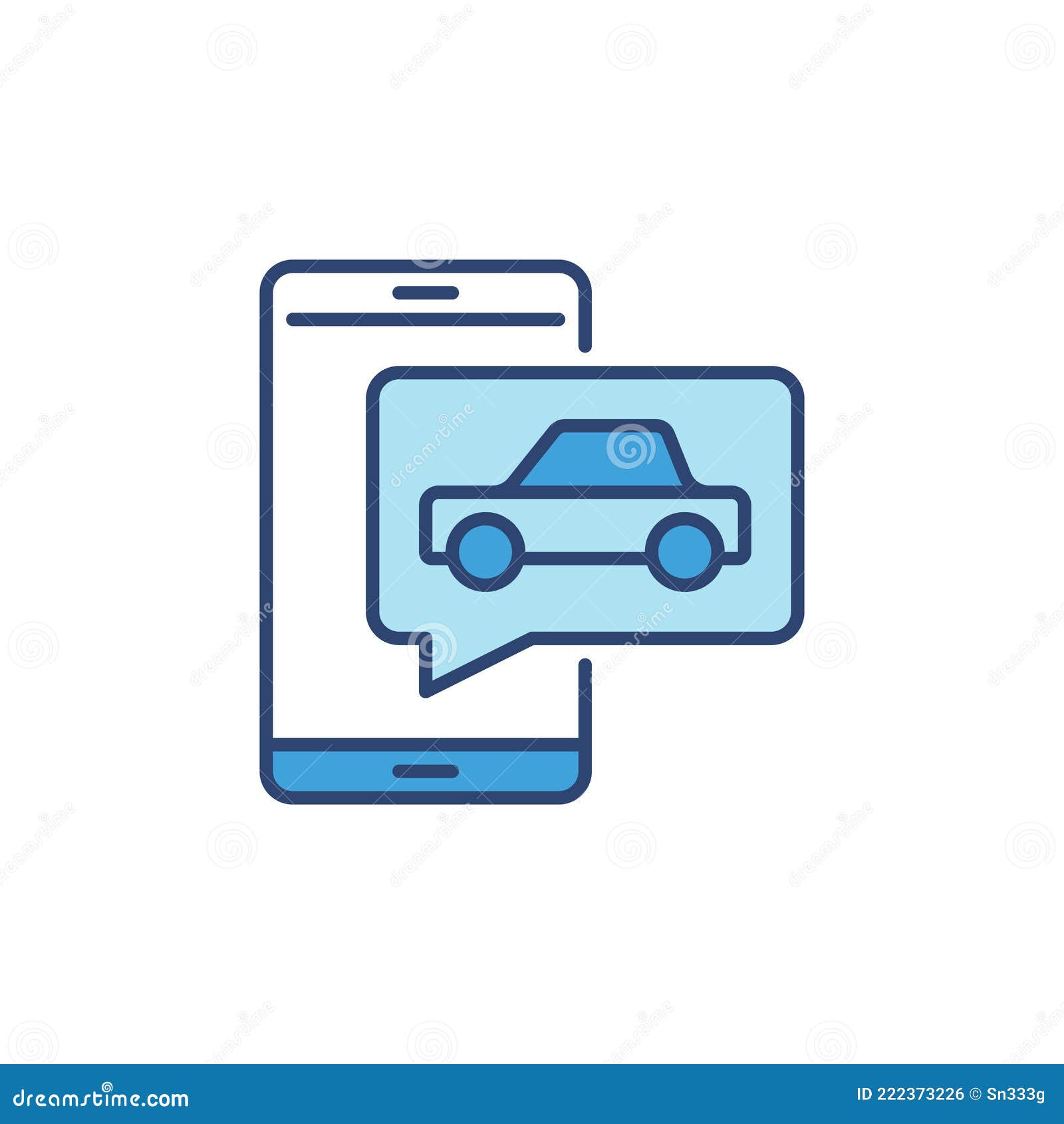 Smartphone and Self-Driving Car App Vector Blue Icon Stock Vector ...