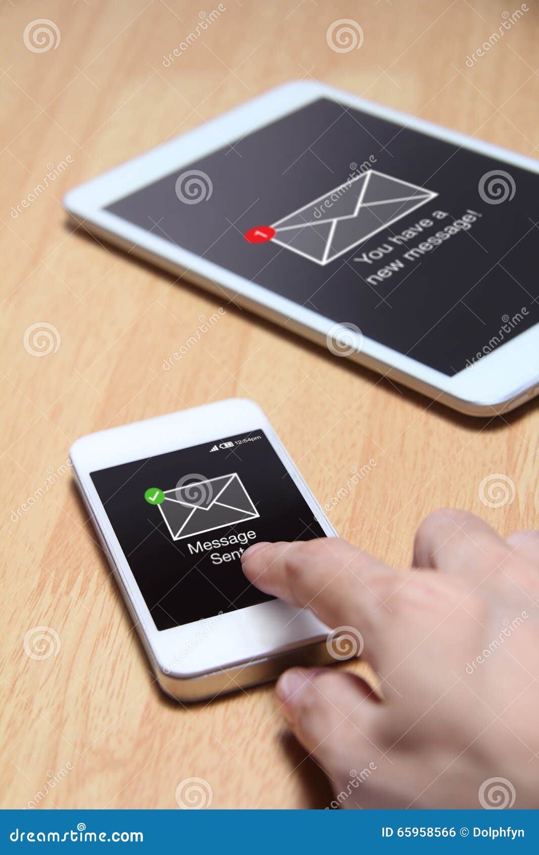 Smartphone Send Message To Other Device. Stock Photo - Image of ...