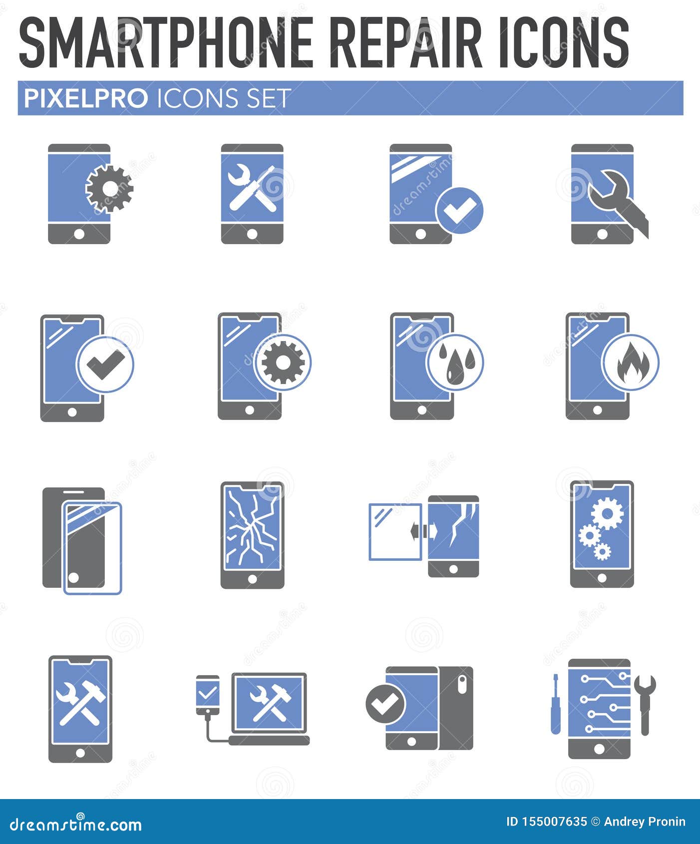 Smartphone Service Related Icons Set on Background for Graphic and Web ...