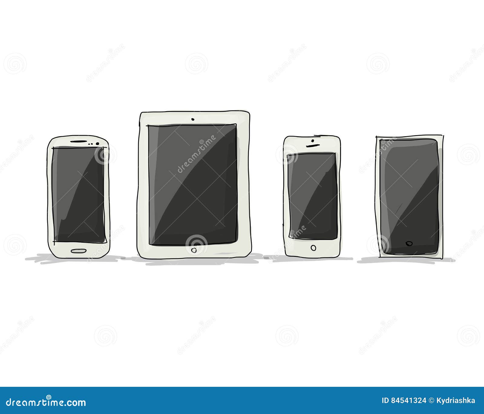 Smartphone Set, Sketch for Your Design Stock Vector - Illustration of ...