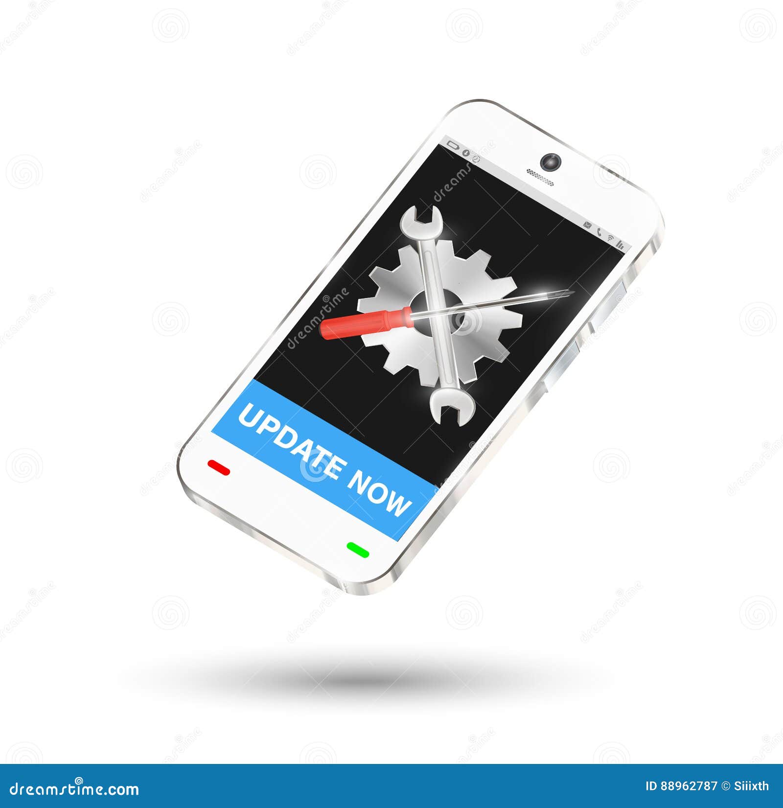 Smartphone with Setting Logo on Screen and Update Button Stock Vector ...