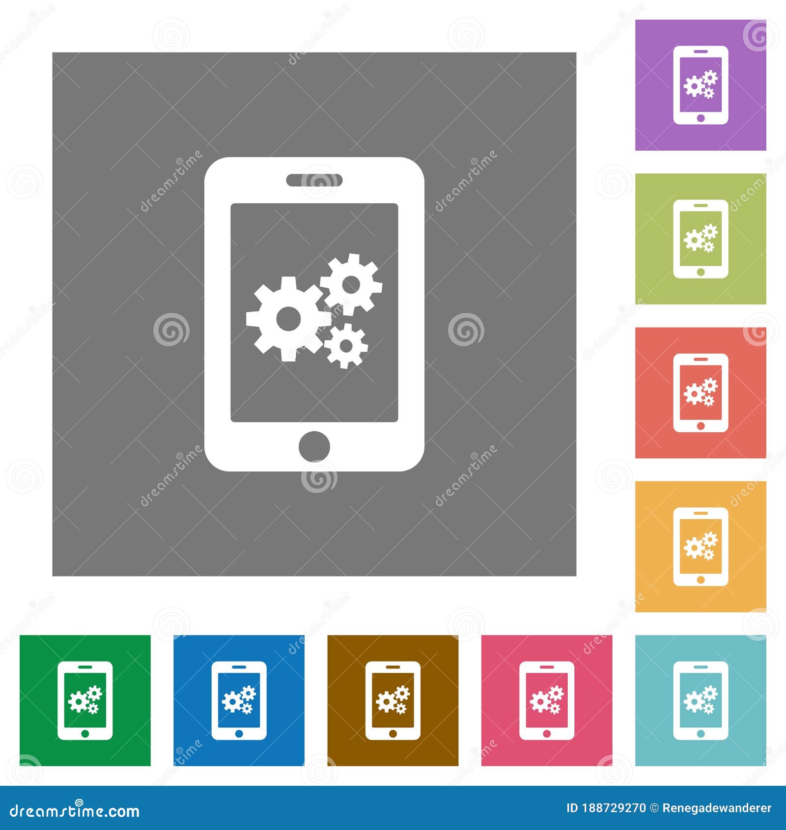 Smartphone Settings Square Flat Icons Stock Vector - Illustration of ...
