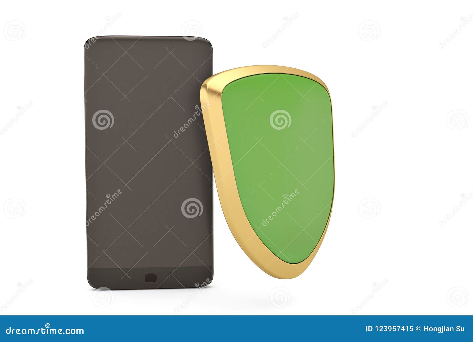 Smartphone and Shield on White Security Concept.3D Illustration. Stock ...