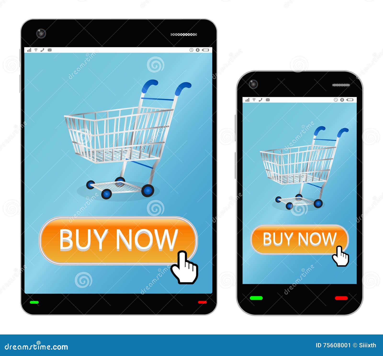 Smartphone with Shopping Cart on a Screen Stock Vector - Illustration ...