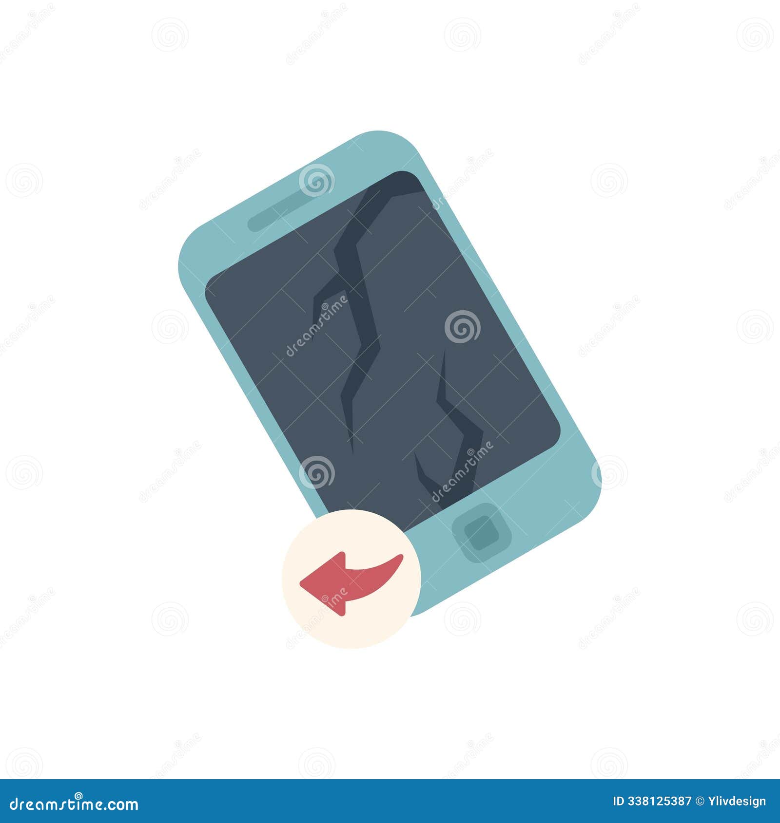 Smartphone Showing Broken Screen and Undo Arrow Requesting Reverse ...