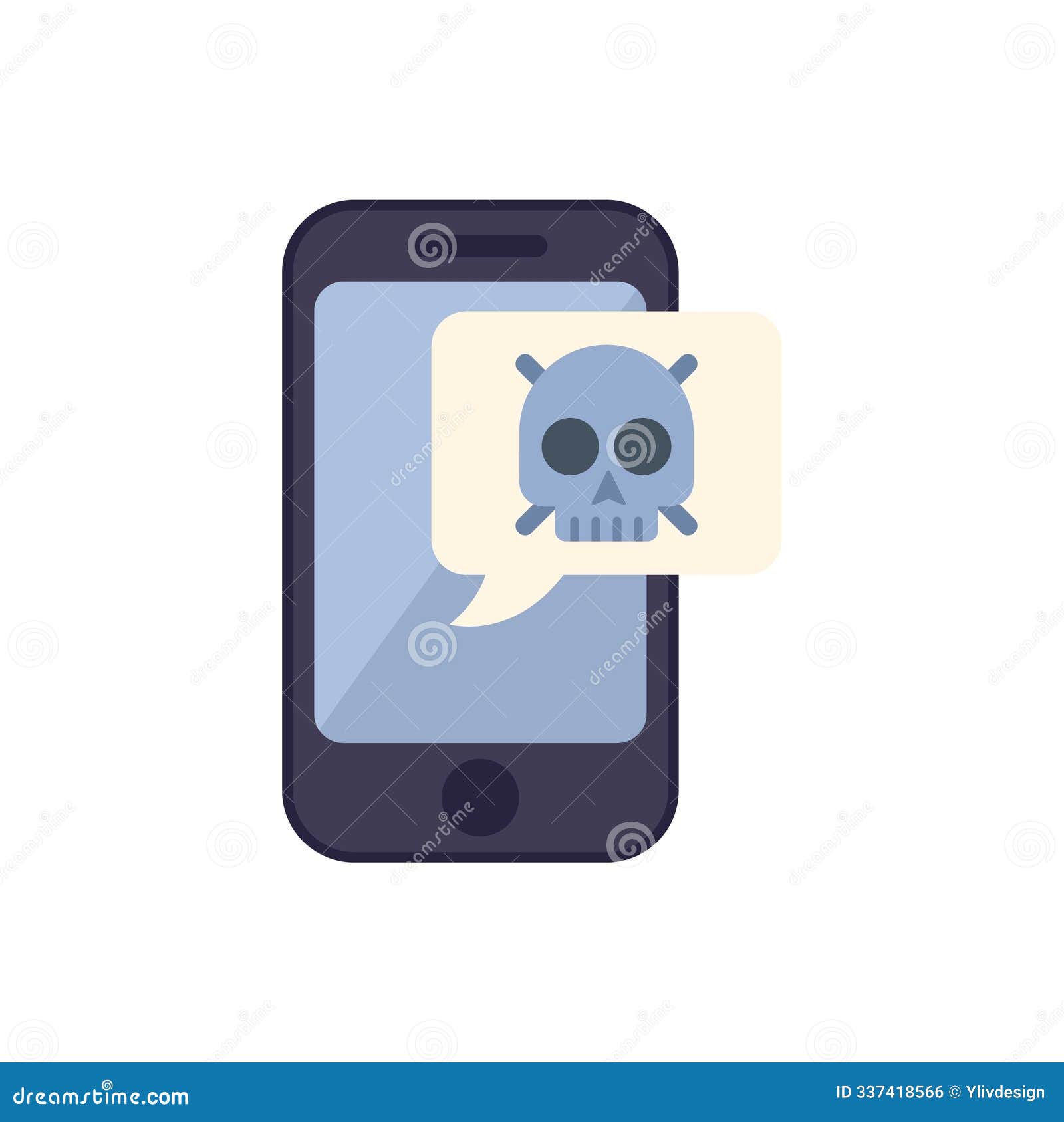 Smartphone Showing Skull Warning Message on Screen Stock Illustration ...
