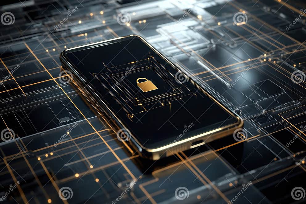 A Smartphone is Shown with a Prominent Lock Icon on Its Screen ...
