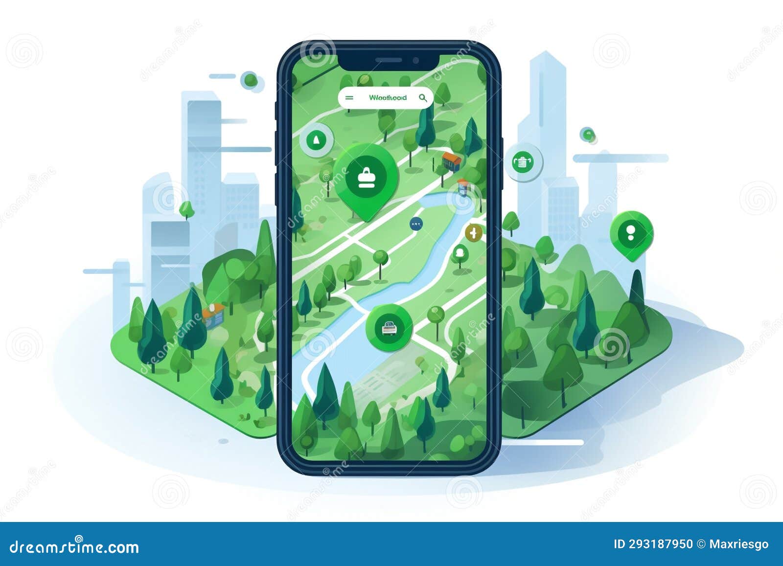 "smartphone Shows a Route in a Map Application To Navigate the City ...