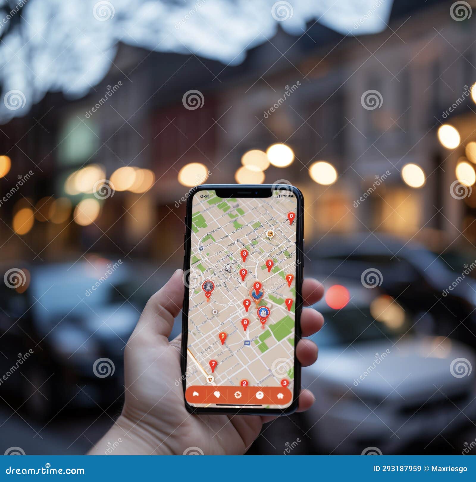 "smartphone Shows a Route in a Map Application To Navigate the City ...