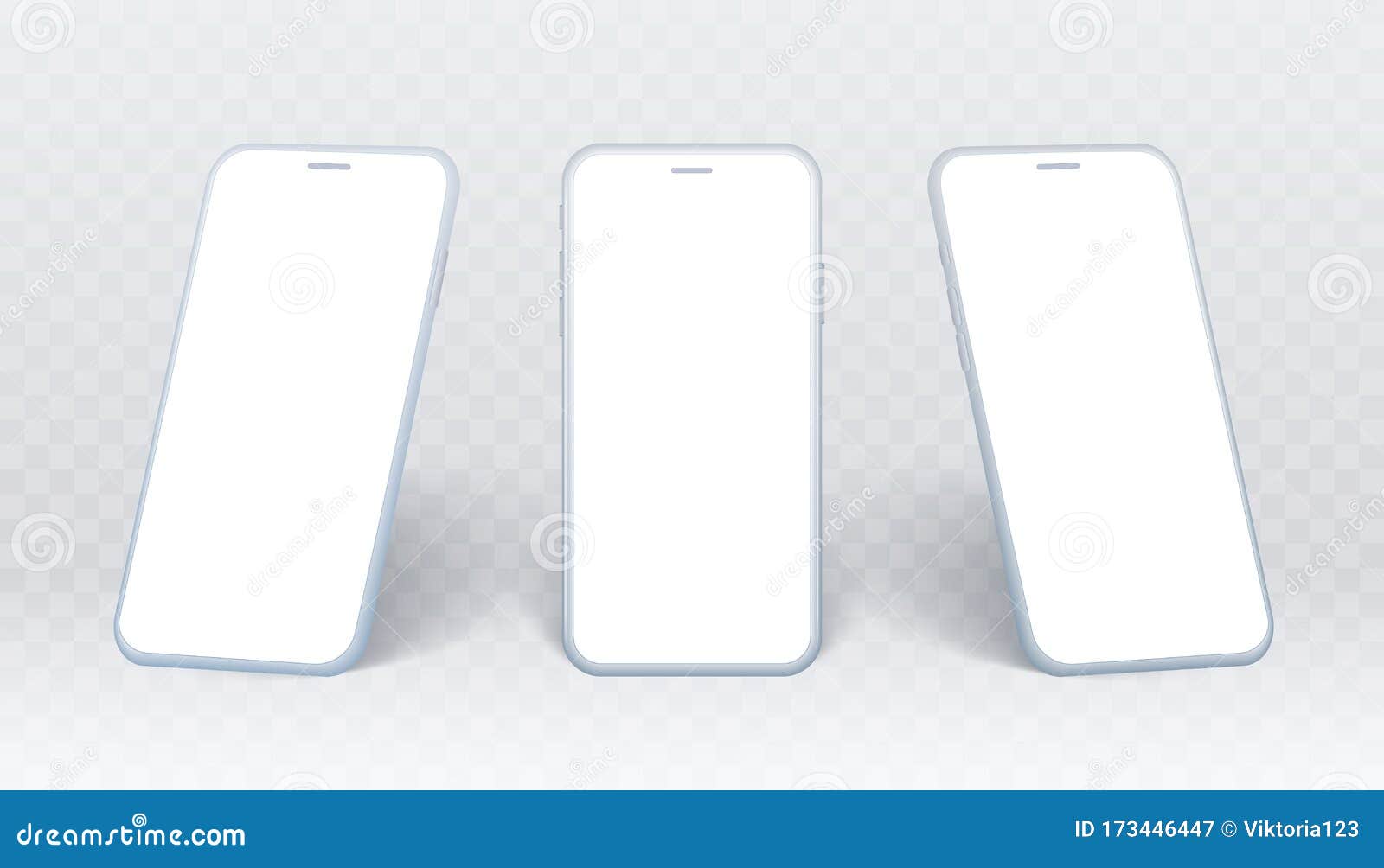 Smartphone Side View Set. White Mobile Phone Collection in Different ...