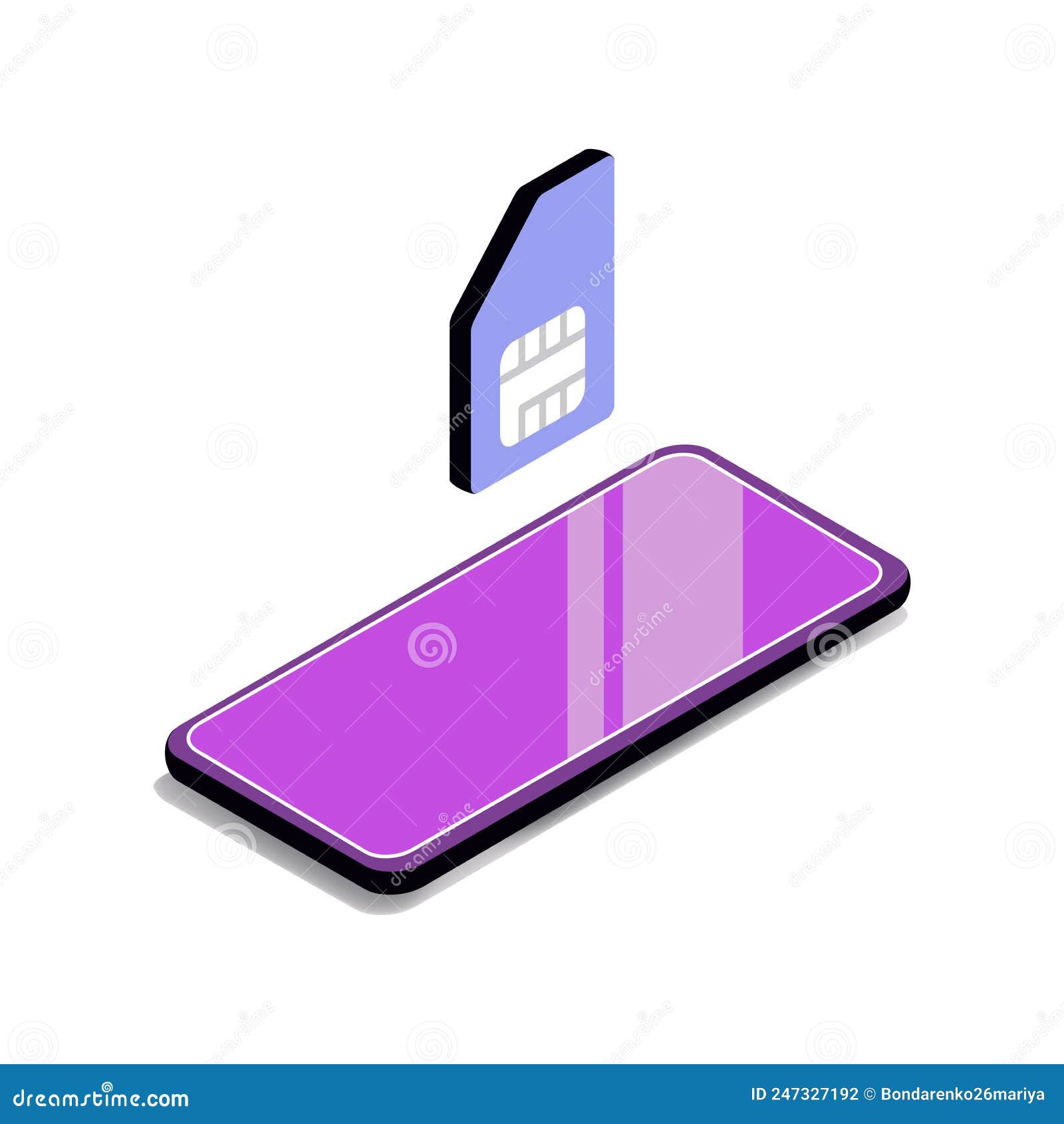 A Smartphone with a SIM Card in Isometrics. Stock Vector - Illustration ...