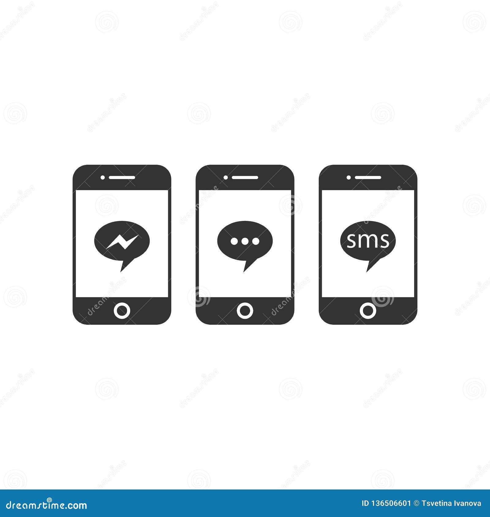 Smartphone Simple Icon with Message and Sms Bubble. Stock Vector ...