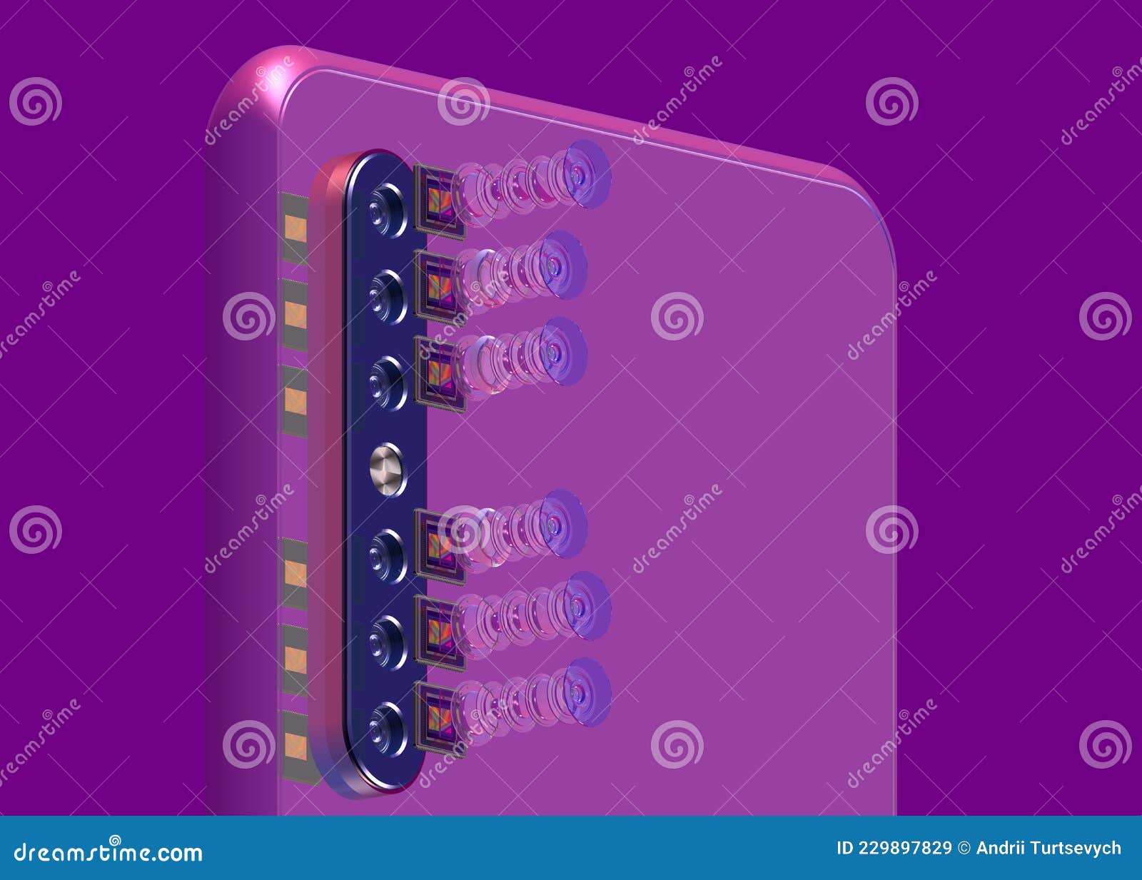 Smartphone with Six Cameras Concept Illustration, 3D Rendering Stock ...