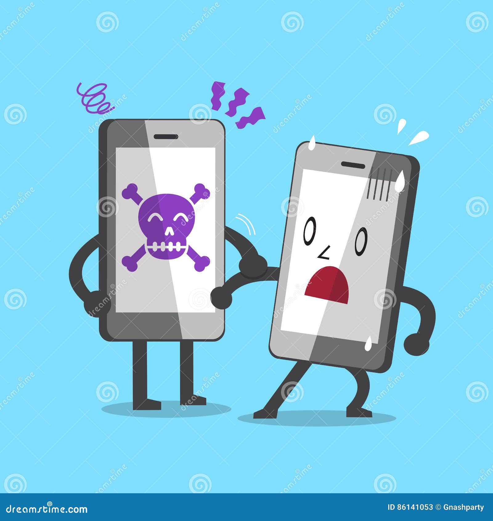 Smartphone with Skull Icon Catching Another Smartphone Stock Vector ...