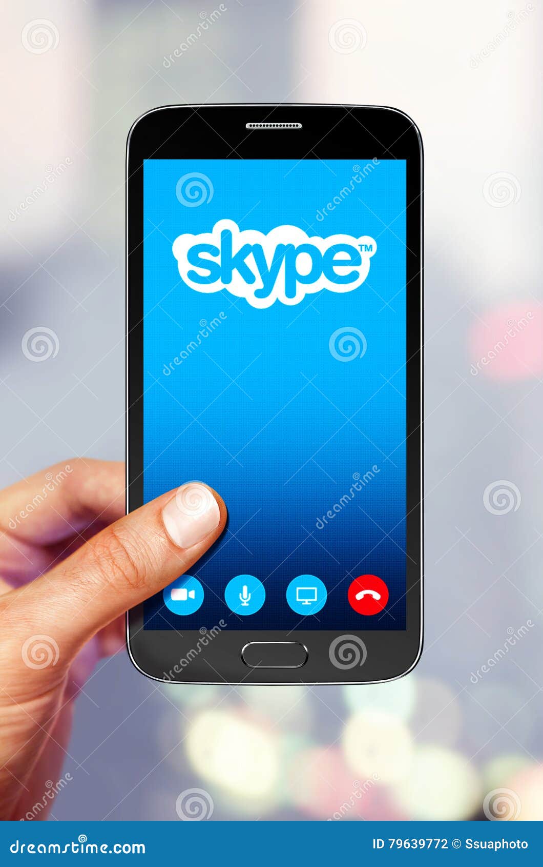 Smartphone with skype editorial photography. Image of leader - 79639772