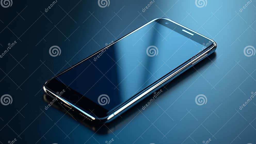 Smartphone with Sleek Design Resting on a Reflective Surface Stock ...