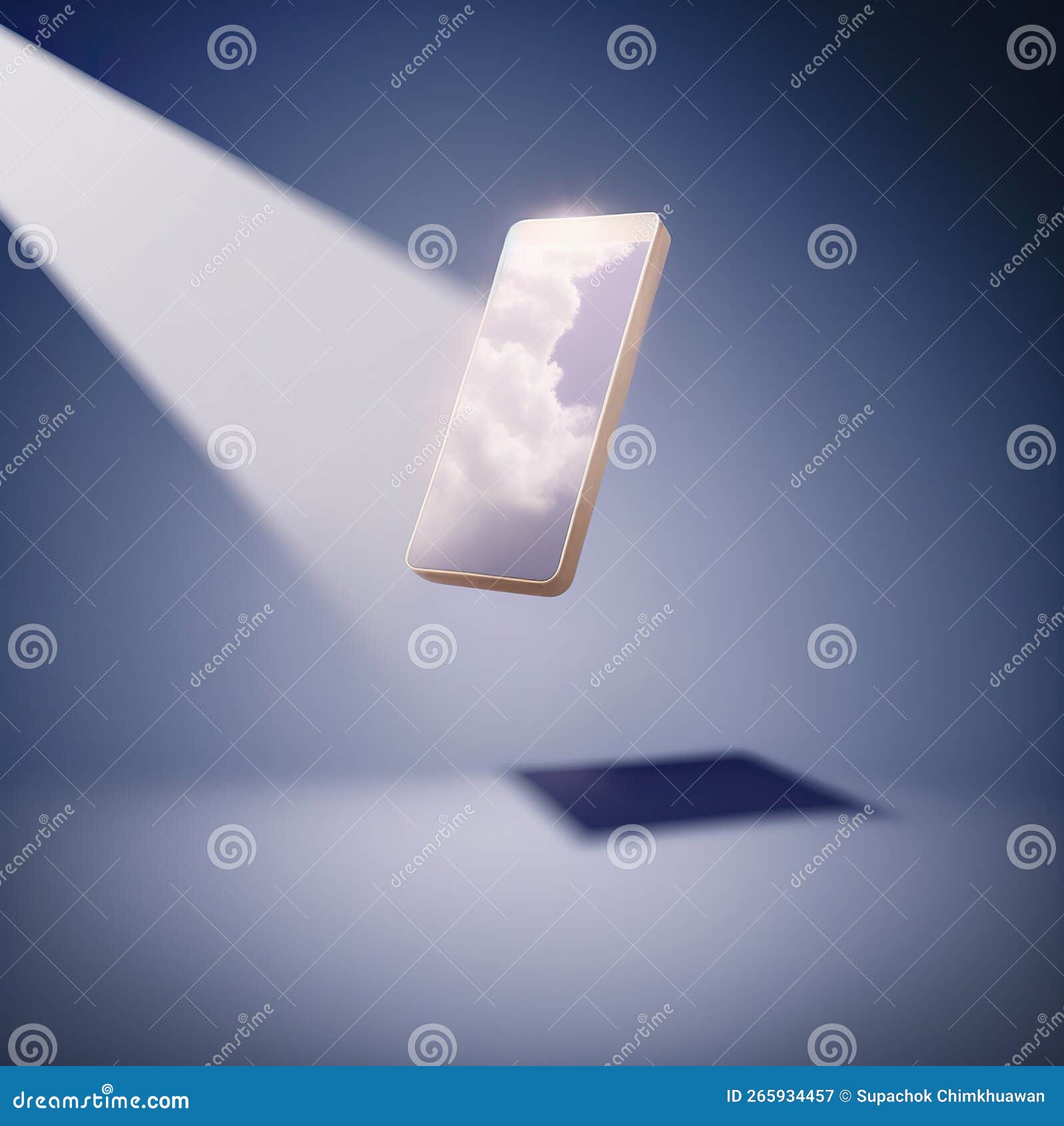 3D Rendering Smartphone Floating in the Light Stock Illustration ...