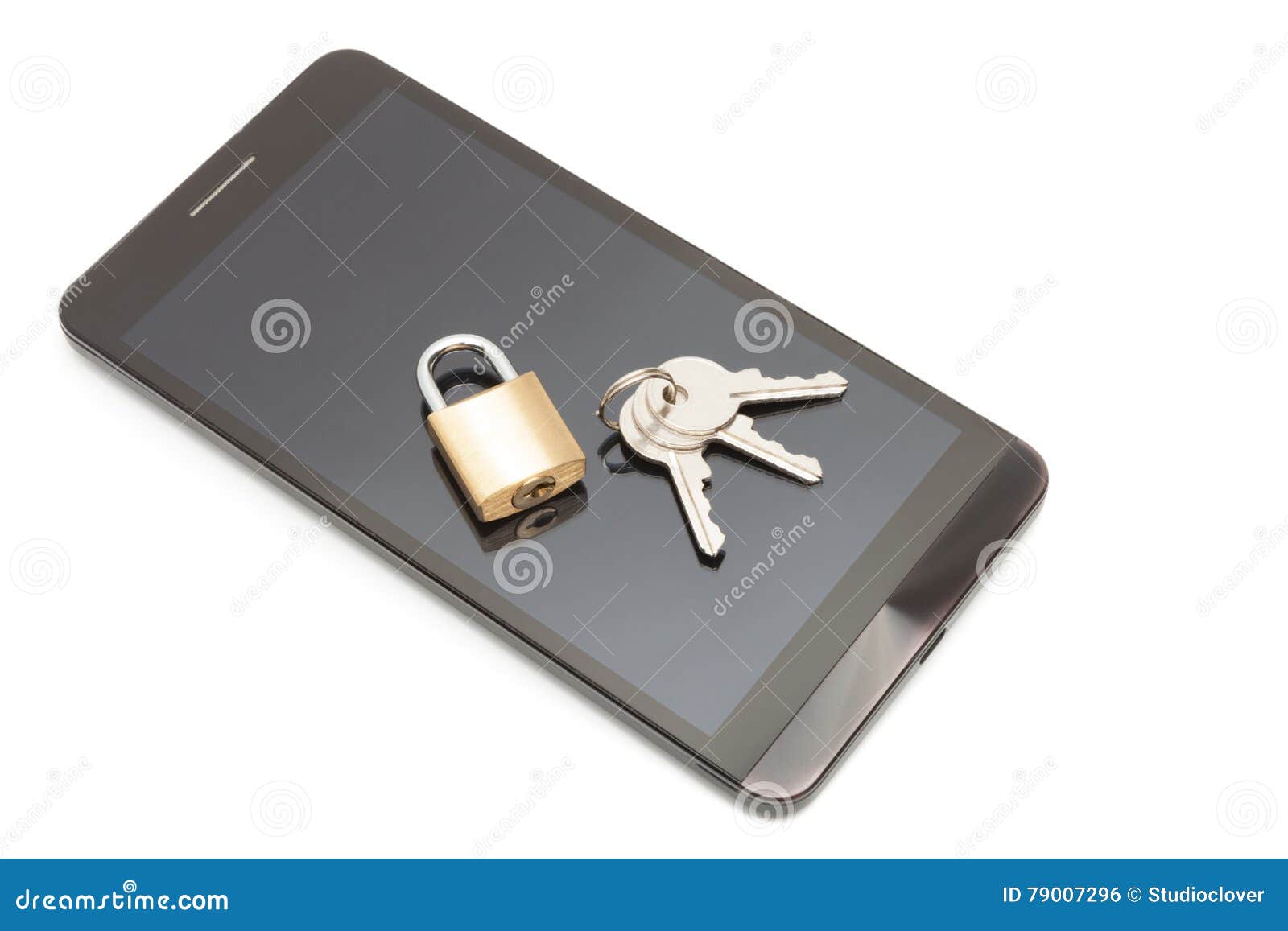 Smartphone with Small Lock and Keys Over it. Mobile Phone Security and ...