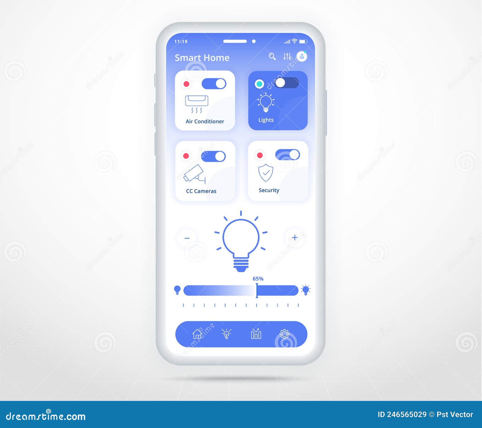 Smartphone Smart Home Controlled App UX UI, IOT Internet of Things ...