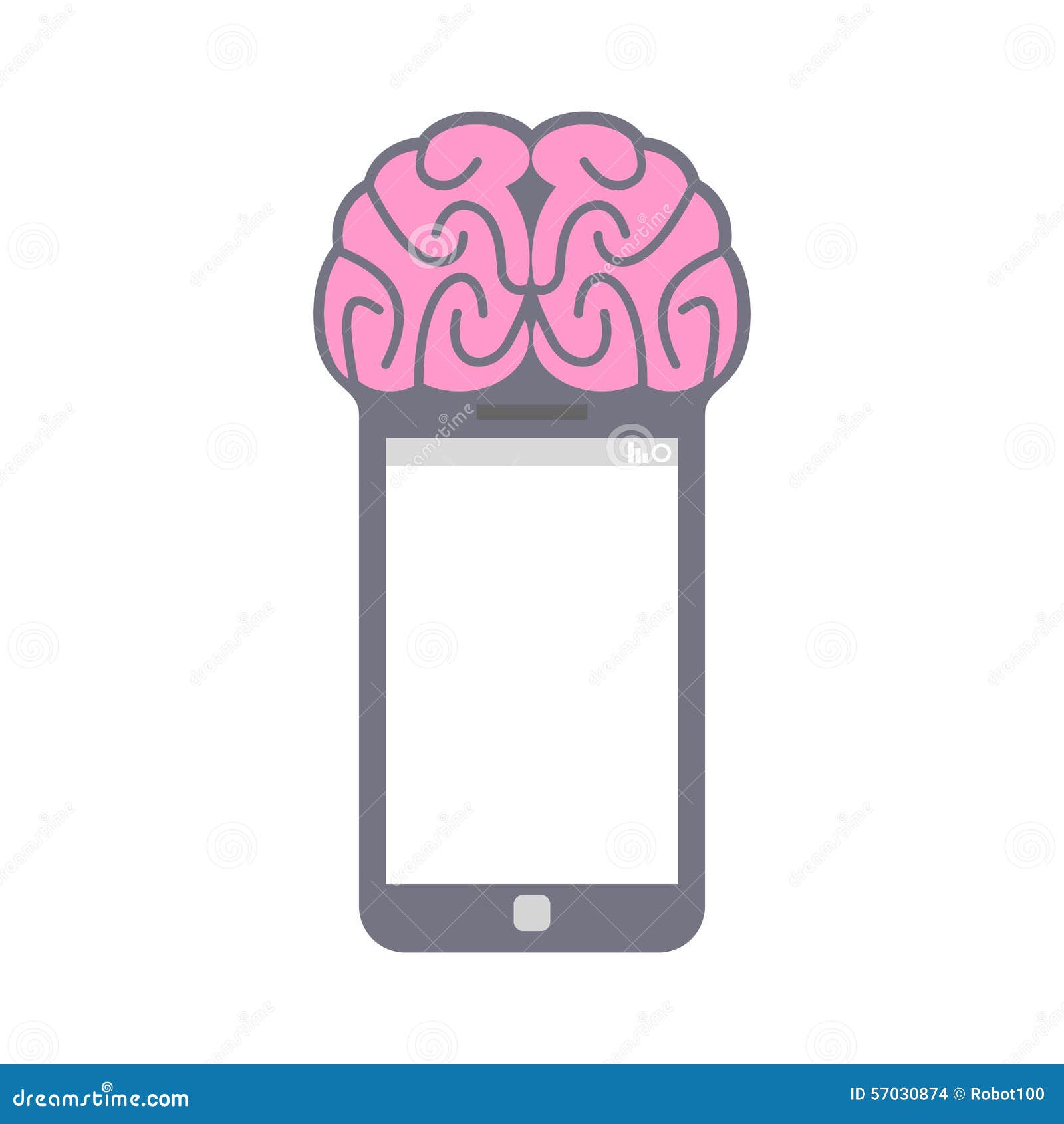 Smartphone. Smart Phone with Brain Stock Vector - Illustration of head ...