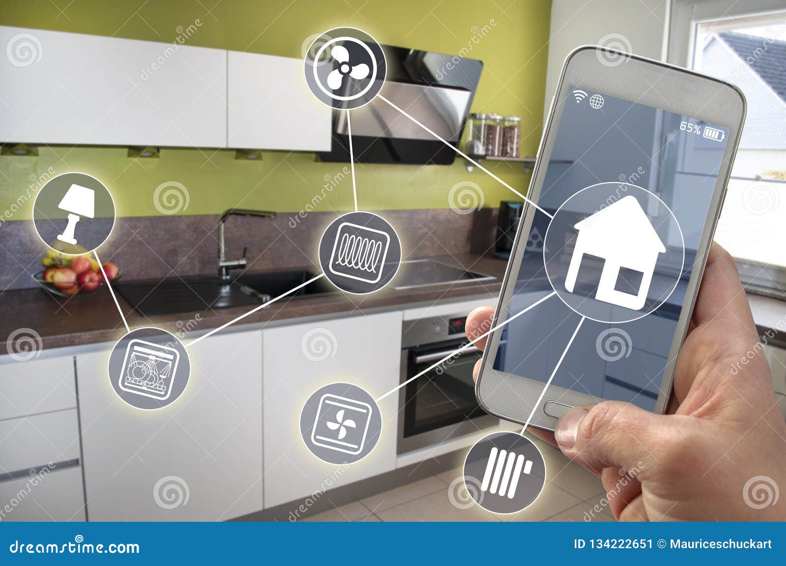 Smartphone with Smarthome Control App Stock Image - Image of house ...