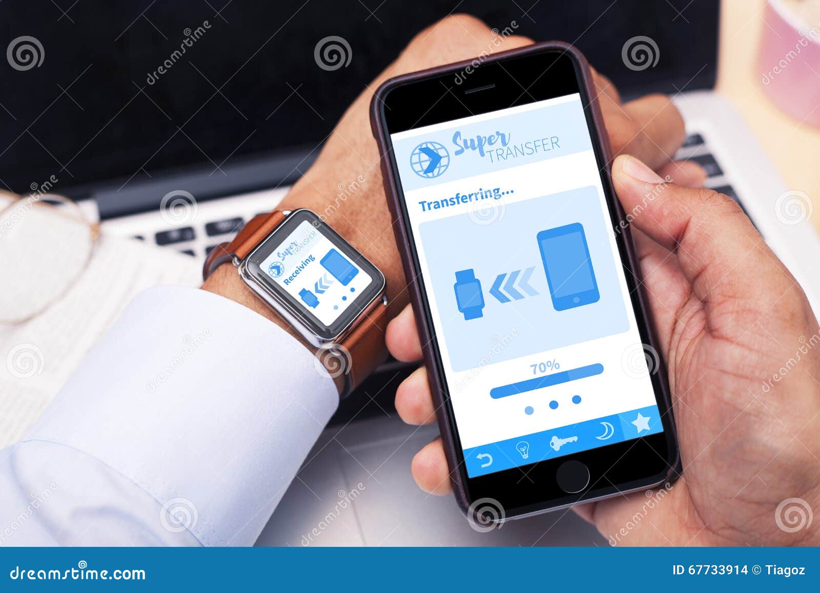 Smartphone and Smartwatch with Copy Space Stock Photo - Image of ...