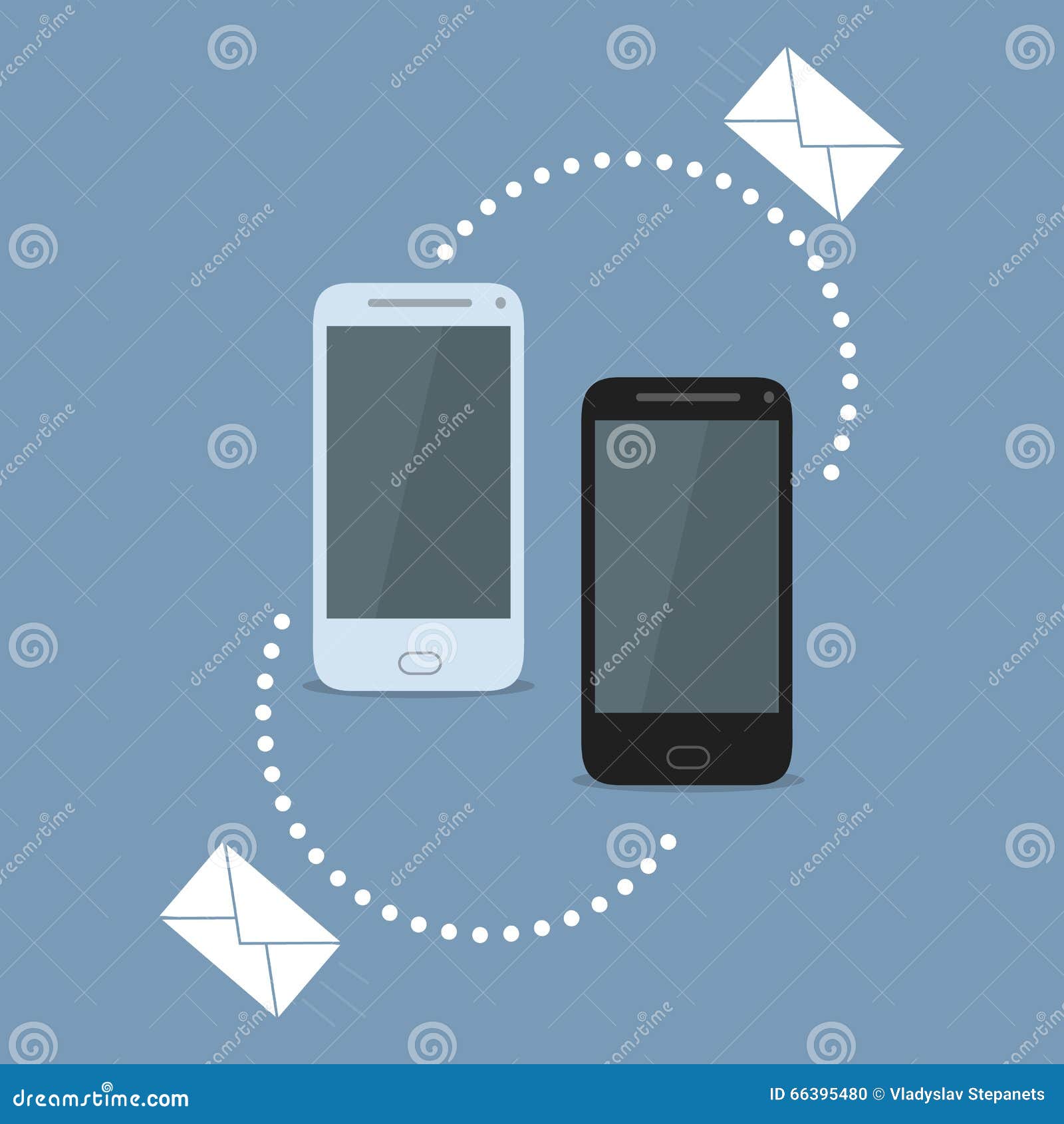 Smartphone SMS flat stock vector. Illustration of cell - 66395480