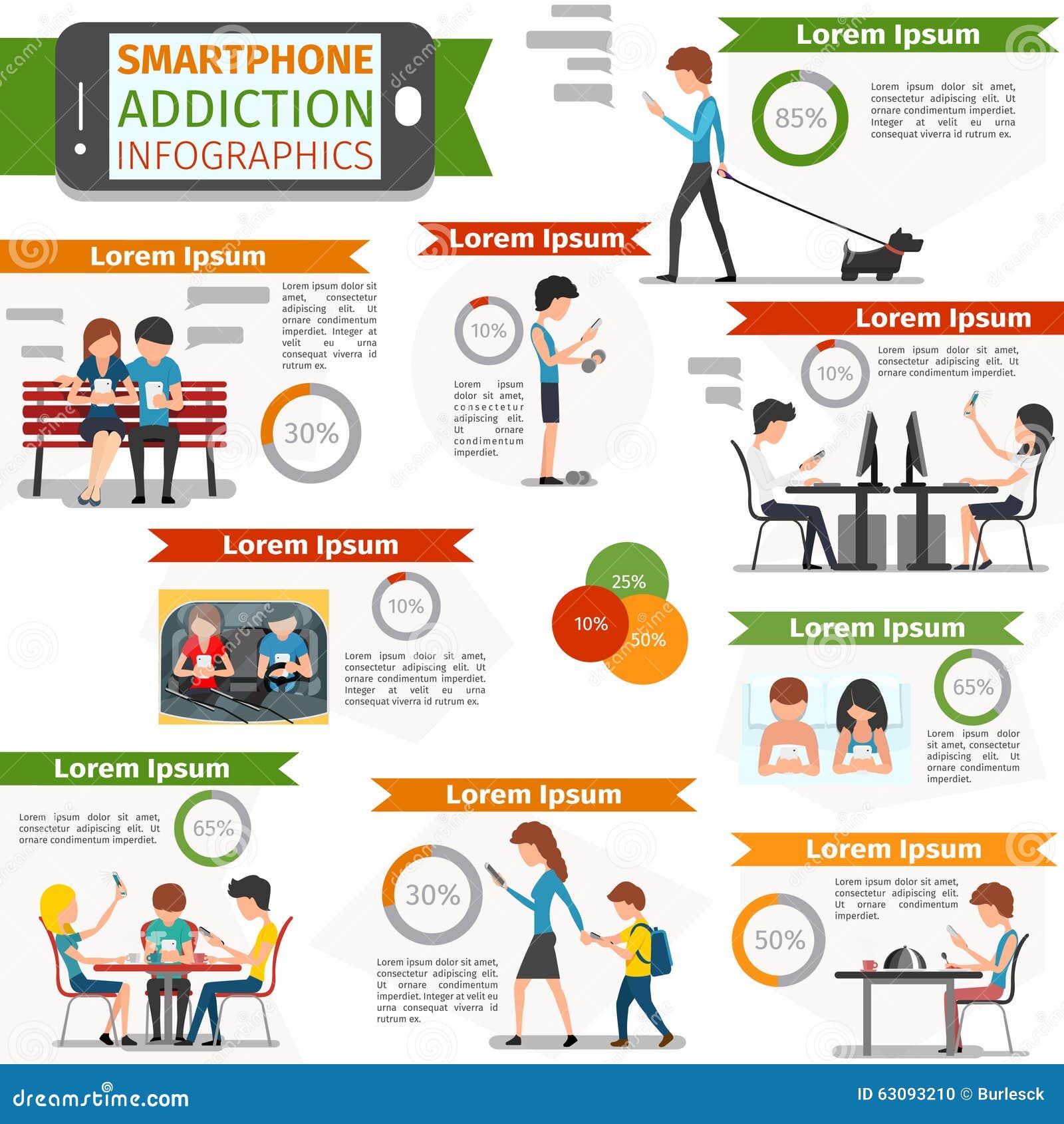 Smartphone, Sociale Media En Internet-verslaving Vector Illustratie ...