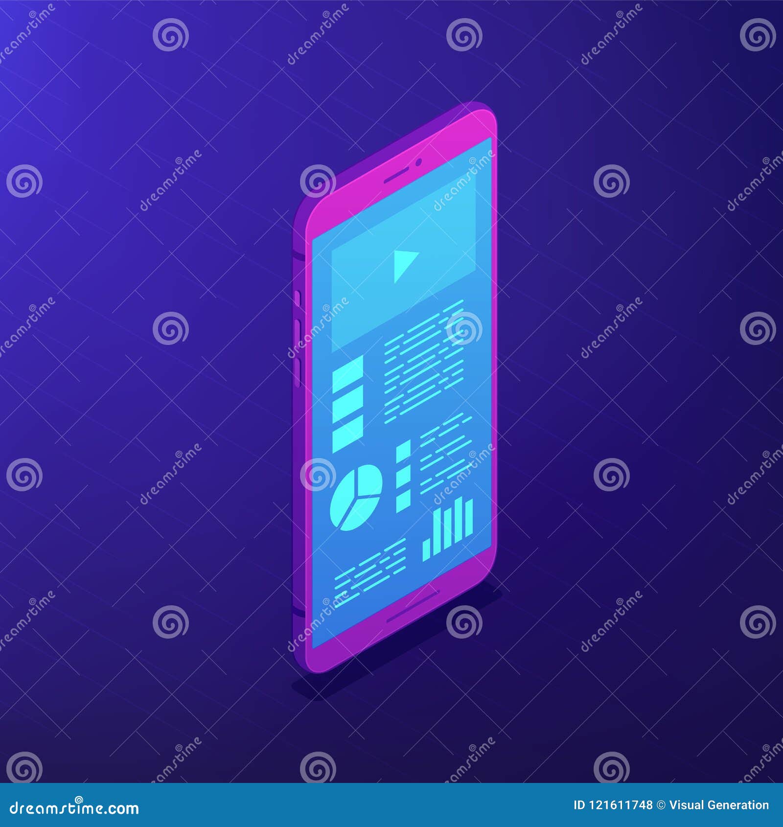 Smartphone Software. Isometric Vector 3d Illustration. Stock Vector ...