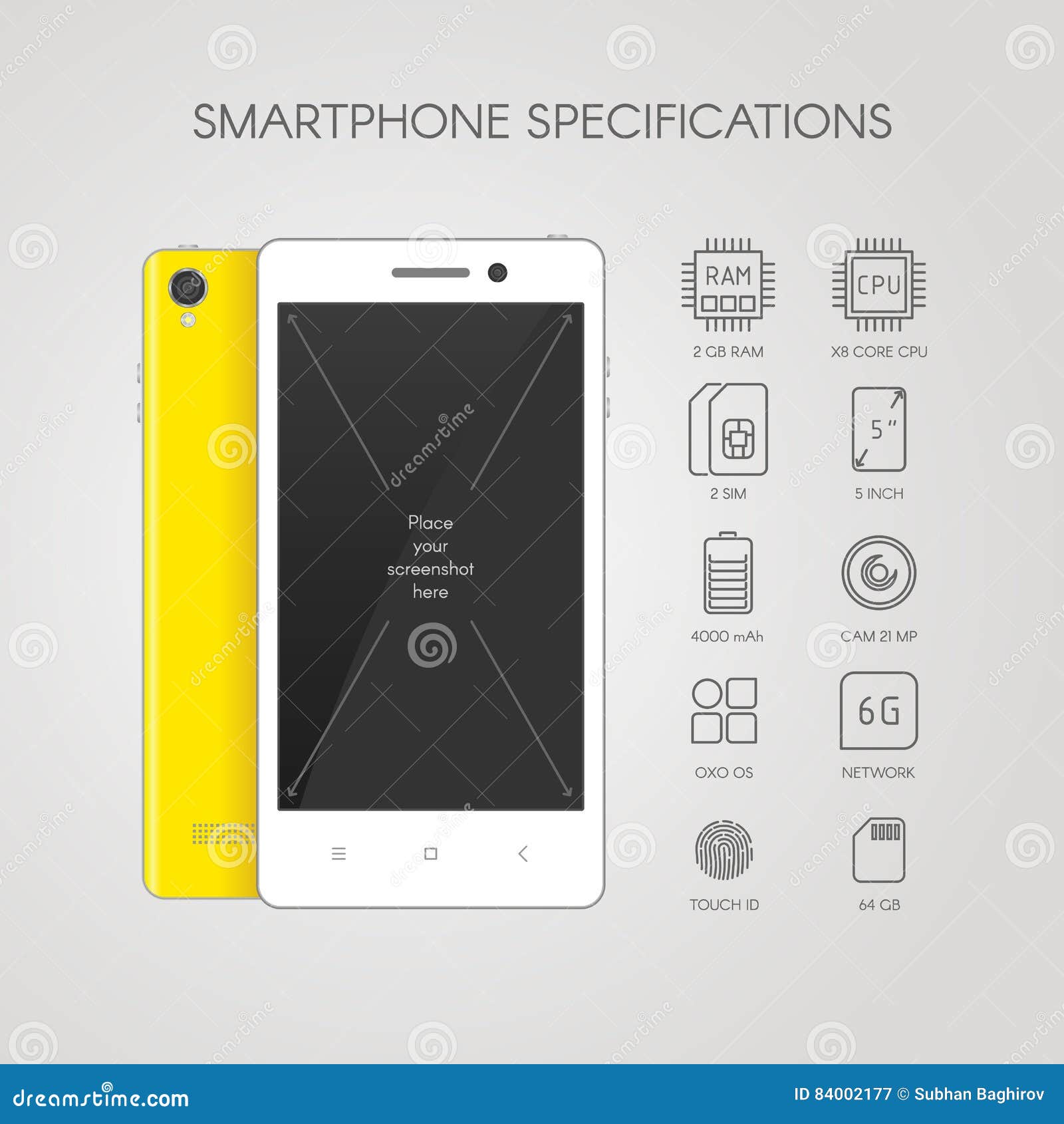 Smartphone Specification Flat Line Icons. Gadget Descript Stock Vector ...