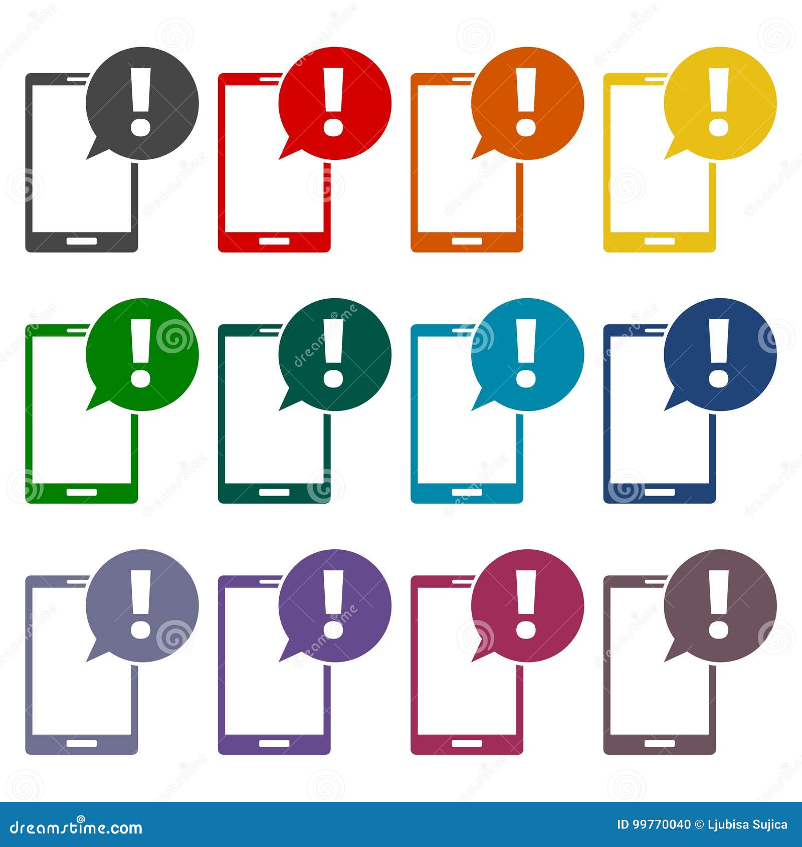 Smartphone, Speech Bubble, Exclamation Mark Icons Set Stock Vector ... Smartphone, Speech Bubble, Exclamation Mark Icons Set Stock Vector ...