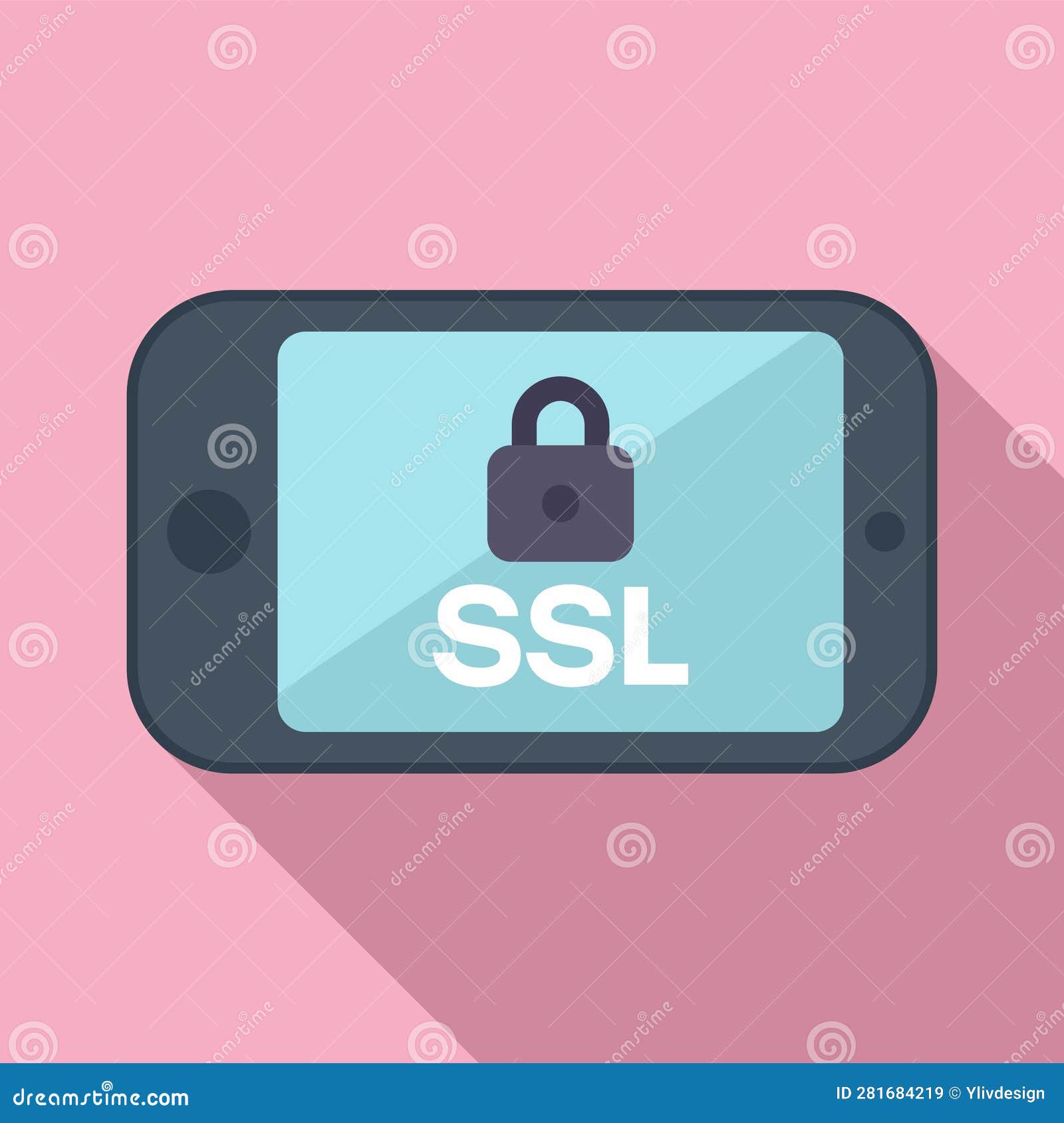 Smartphone SSL Certificate Icon Flat Vector. Safety Network Stock ...