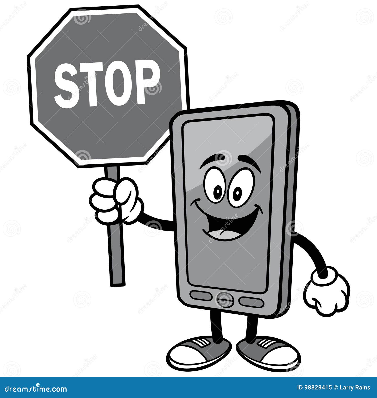 Smartphone with Stop Sign Illustration Stock Vector - Illustration of ...